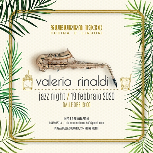Mercoledì in jazz con Valeria Rinaldi al Suburra 1930 Cucina e Liquori